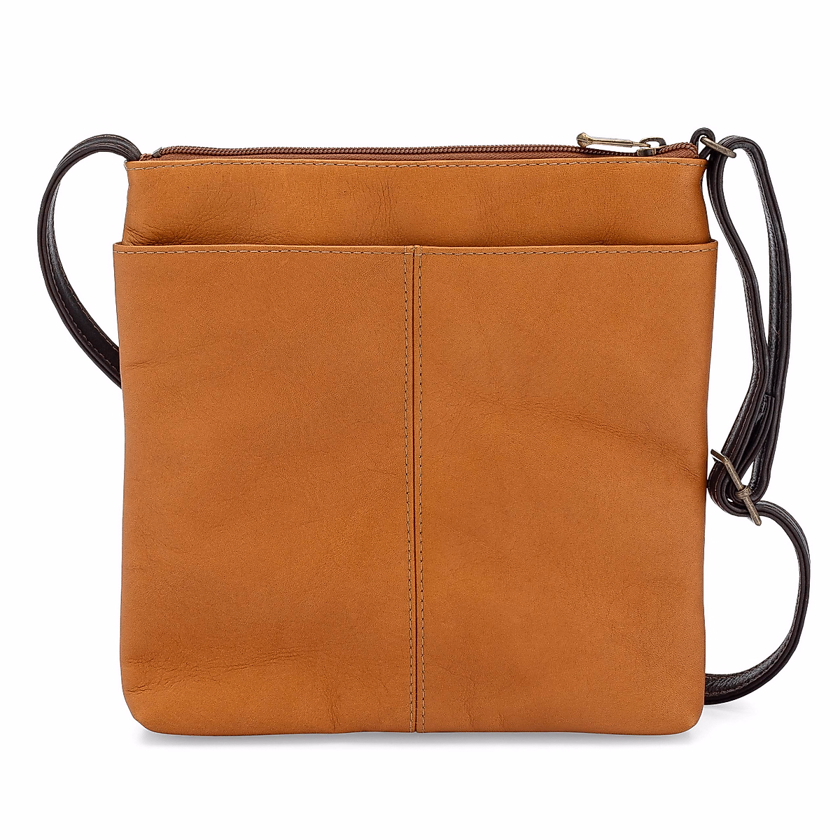 Le Donne Leather Cora Slip Pocket Crossbody - Premium Full Grain Colombian Leather, 9" x 9.5"x1" (Tan)
