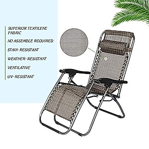 Livebest Set of 2 Adjustable Zero Gravity Chair Patio Lounge Chairs Folding Recliner Outdoor Pool Yard Beach