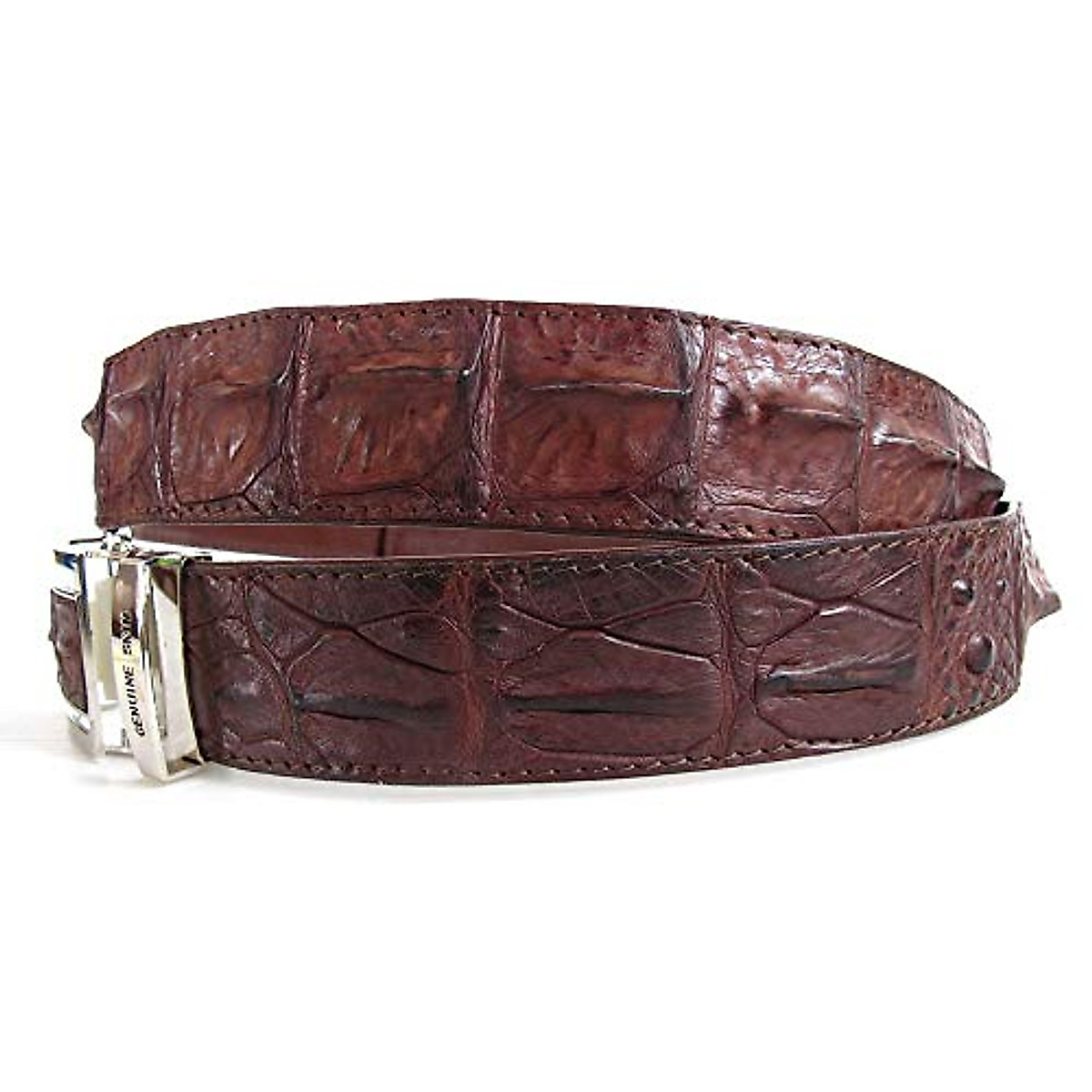 Julie Genuine Real Backbone Crocodile Skin Leather Men's Brown Belt 48"