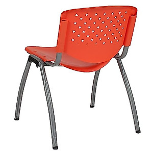 Flash Furniture HERCULES -5 Pack 880 lb. Capacity Orange Plastic Stack Chair | Comfortable Seating with Durable Design