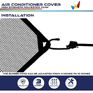 Windscreen4less 36"x36" A/C Unit Mesh Cover Air Conditioner Compressor Condenser Cover with Bungee Cords for Outside
