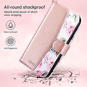 ULAK Compatible with iPhone XR Wallet Case for Women, Premium PU Leather Folio Flip Case with Card Holders Kickstand Wrist Strap, Shockproof Protective Phone Cover for iPhone XR 6.1 inch, Rose Gold