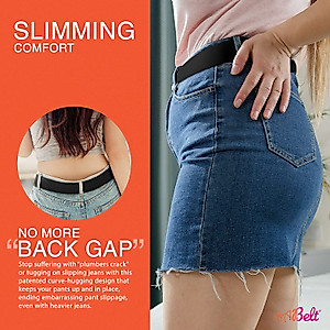 isABelt Women's WIDE Magnetic Flat Fabric Belt, Black, One Size