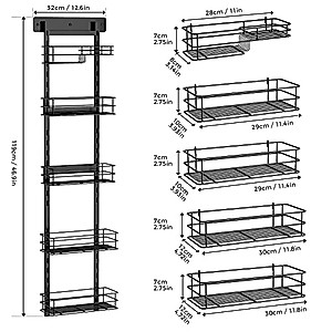 ODesign 5 Tiers Shower Caddy Organizer Bathroom kitchen Shelves Storage Basket Wall Mounted - Black