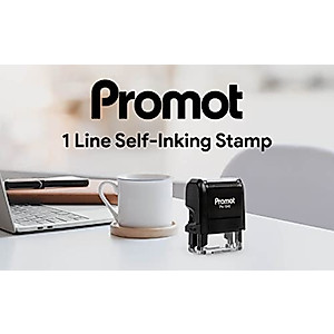 Promot Self Inking 1 Line Custom Stamp - Personalized Name Stamp for Office, Teacher, Address & Business Label Stamp - Choose Font, Ink Color, Pad, Self Inking for Personal & Professional Use - Small