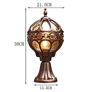 MODEBHD Villa Column European Head Post Lamp Outdoor Waterproof Table Lamp Wall Courtyard Lawn Garden Lamp Column Light 1-Light E27 Retro Aluminum Balcony Pillar Light Lantern Traditional Landscape Li