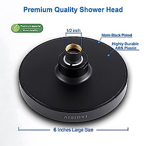 AISINYI High Pressure Rainfall Shower Head, 6 Inches Luxury Modern Showerhead with Perfect Adjustable Replacement, Removable Restrictor, Easy Installation for Your Bathroom Shower Heads (Matte Black)