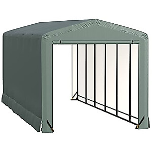 ShelterLogic ShelterTube Garage & Storage Shelter, 10' x 27' x 10' Heavy-Duty Steel Frame Wind and Snow-Load Rated Enclosure, Green