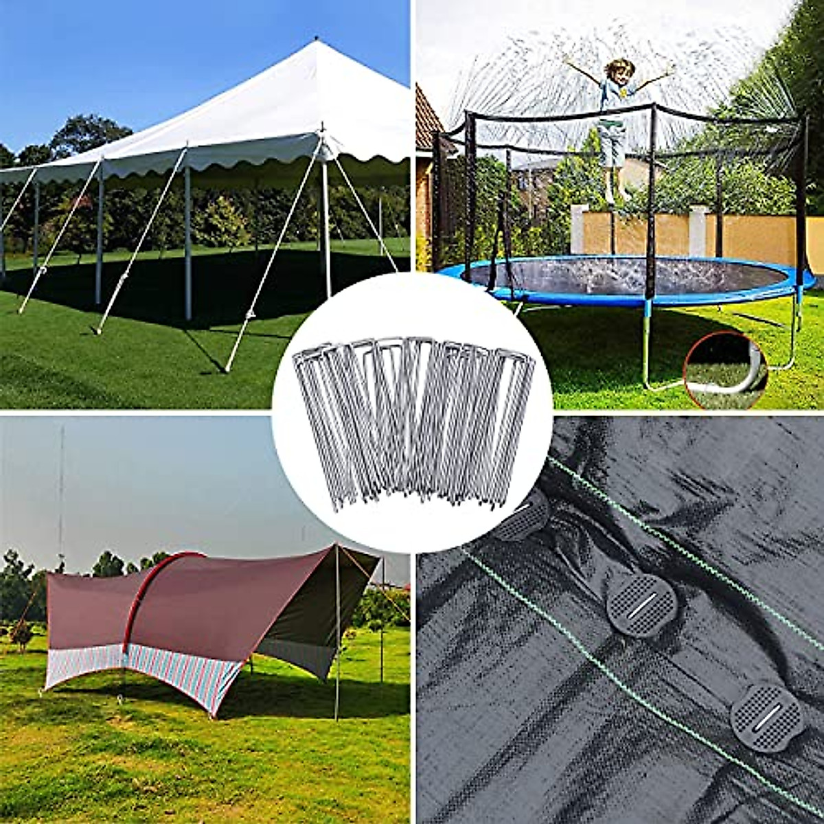 Garden Stakes 100 Pack 6 Inch Galvanized Landscape Staples, U-Shape Turf Staples Heavy Duty Galvanized Lawn Pins for Anchoring Weed Barrier Fabric, Ground Cover, Dog Fence, Tents Tarps