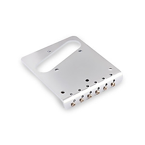 Metallor Guitar Bridge Vintage Style Top Loader Bridge 6 Saddles Compatible with Tele Telecaster Style Electric Guitar Parts Replacement Chrome.
