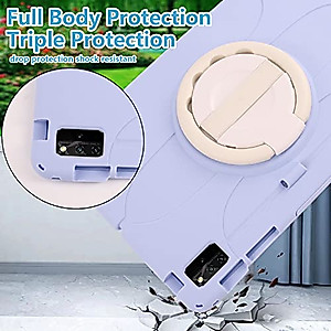 Tablet PC Case Kids Case Compatible with Samsung Galaxy Tab S7 FE 12.4 inch 2021 (SM-T730/T736),Soft Silicone Lightweight Case,with Hand Strap Shoulder Belt Rotatable Stand Cover Protective Cover (Co