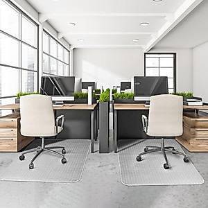 Office Chair Mat for Carpeted Floors, 30'' x 48'' Clear Computer Desk Chair Mat for Low and No Pile Carpeted Floors, Thick and Sturdy Carpet Protector, Easy Glide and Flat Without Curling