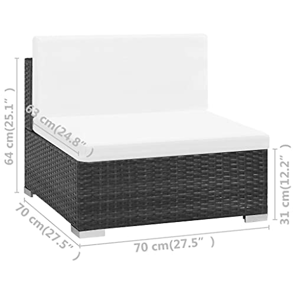 QZZCED 6 Piece Patio Lounge Set with Cushions,Outdoor Couch,Patio Bar Set,Modern Outdoor Furniture,Dining Bench with Back,Bistro Set,for Patio Deck Garden,Backyard & Lawn,Poly Rattan Black