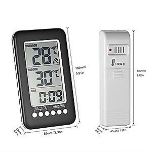 Indoor Outdoor Thermometer, LCD ℃/℉ Wireless Digital Thermometer with 200ft/100m Range Temperature Sensor