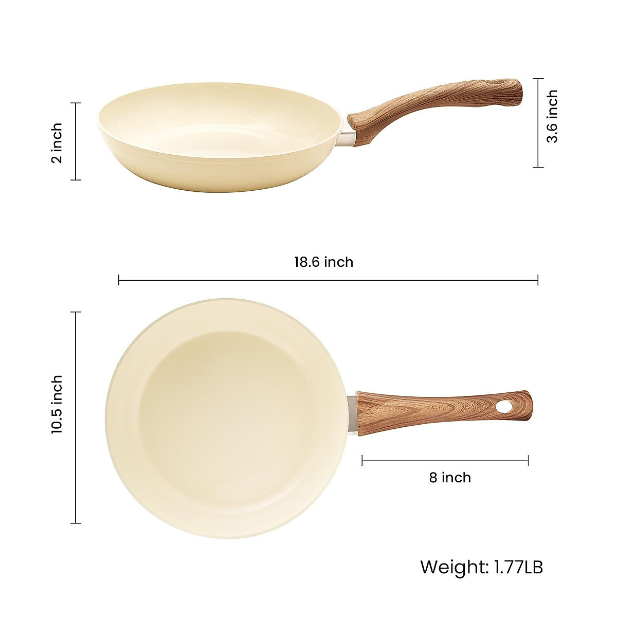 ZHANG XIAO QUAN SINCE 1628 Frying Pan 10", Aluminium Nonstick Skillet, Ceramic Coating pan, Cream White Nonstick Pan, Omelette Pans for Induction, Electric Stove and Gas Cooktops