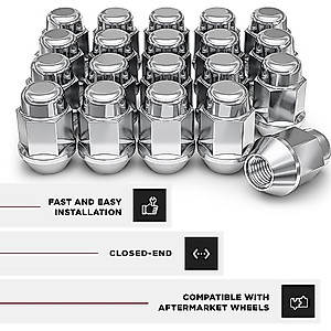 White Knight 1707S-20AM Chrome M12x1.50 Bulge Acorn Lug Nut, 20 Count (Pack of 1)