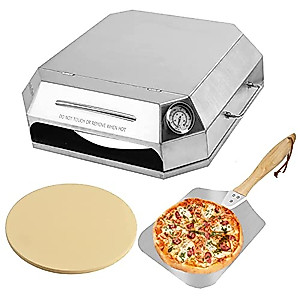 only fire Pizza Oven Kit for Grill Top, Portable Stainless Steel Pizza Oven Kit for Gas Grill, Charcoal Grill and Propane, Baking Tools Including Pizza Chamber, Pizza Stone, Pizza Peel & Thermometer