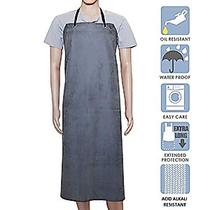 Rubber Apron Waterproof Aprons Chemical Oil Resistant Aprons for Dishwashing, Cleaning Fish, Gardening, Lab Work, Butcher and Dog Grooming