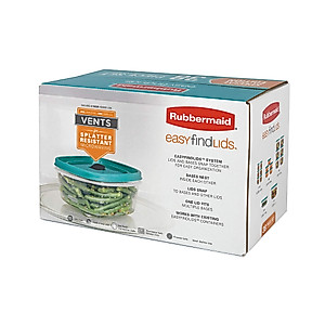 Easy Find Vented Lids Food Storage Containers Set of 19 (38 Pieces Total) Plastic Containers | Reusable and Stackable Meal Prep Containers - Teal (Teal)