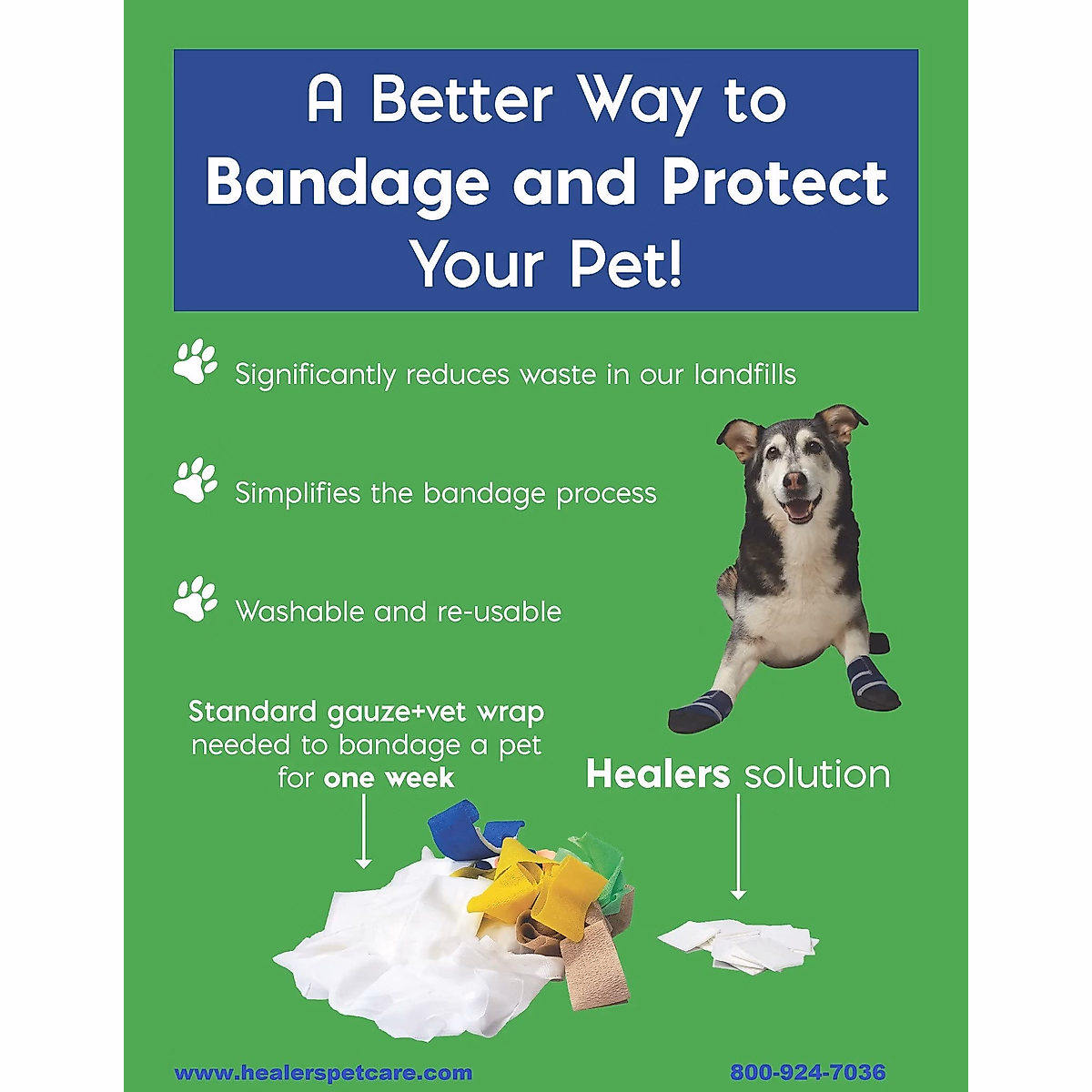 Healers Nonslip Paw Protection Dog Booties for Medium Size Dogs - Soft Comfortable Dog Boots With Best Paw Traction - Gauze Included (Blue)