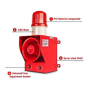 YASONG SLA-05B Model Industrial Alarm Siren, 0-130dB 12 Horn Tones Switchable, AC110V-120V 45W High Power for Noisy Environment Emergency Alarm Range of 100-150 Meters - Fire Tornado Alarm