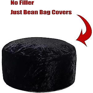 Bean Bag Chairs, 7ft Giant Bean Bag Chair for Adults, Big Bean Bag Cover Comfy Large Bean Bag Bed (No Filler, Cover only) Fluffy Lazy Sofa (Dark Grey), 7ft(180*80cm)(Black)