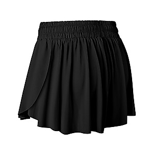 Memorose Flowy Running Shorts for Women Summer Causal Spandex Athletic Workout Shorts with Pockets Black