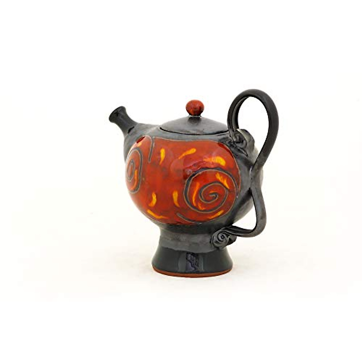 Handmade Pottery Teapot, Kitchen Decor, Art Ceramic Decor, Stoneware Kettle, Red and Black Teapot
