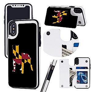 Pitbull Maryland Flag Wallet Phone Cases Fashion Leather Design Protective Shell Shockproof Cover Compatible with iPhone X/XS