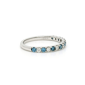 New World Diamonds 14k White Gold Lab-Created Blue Diamond Wedding Ring Band (1/2 cttw, F-G Color, VS-SI Clarity) Size 7