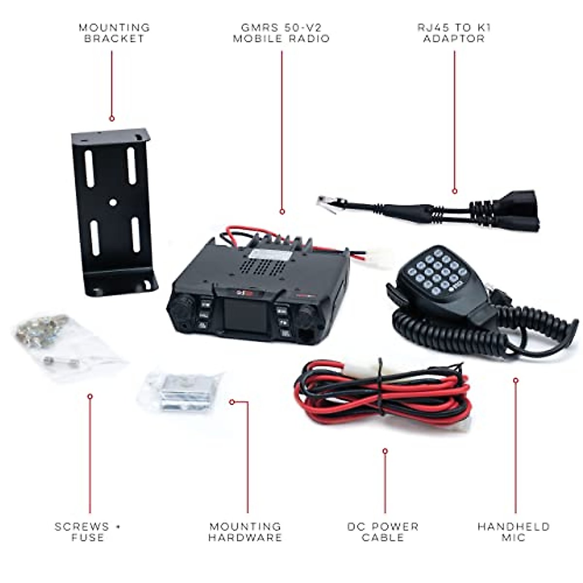 BTECH GMRS-50V2 50W 256 Fully Customizable Channels Mobile GMRS Two-Way Radio. Repeater Compatible, Dual Band Scanning (VHF/UHF), FM, & NOAA Weather Broadcast Receiver