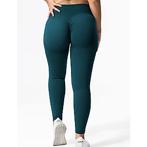 YEOREO Scrunch Butt Lift Leggings for Women Workout Yoga Pants Ruched Booty High Waist Seamless Leggings Compression Tights Teal M