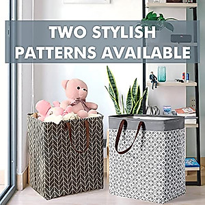 TEELINK Laundry Basket with Handles, 60L Large Collapsible Dirty Clothes Hamper for Laundry, Freestanding Fabric Lightweight Waterproof Toy Storage Basket for Bathroom, Bedroom, Dorm, Outdoor, White