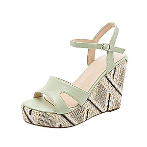sckarle Platform Espadrille Sandals for Women,Wedge Sandals for Women,Ankle Strap Buckle Sandals