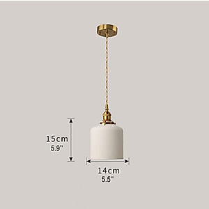 Raincaty Ceramics Pendant Light Fixtures Brass E26 Socket Pendant Lighting White Lamp Shade Ceiling Hanging Lamp (5.5 Inches)