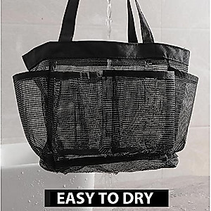 Venupple Mesh Shower Caddy with 8 Pockets, Dorm Shower Caddy Large Capacity, Bathroom Caddy Organizer, Black