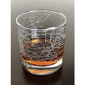 Rocks Whiskey Old Fashioned 11oz Glass Urban City Map Dublin Ireland