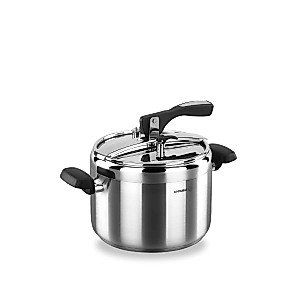 korkmaz Turbo 7 Quart Stove Top Pressure Cooker Stainless Steel Cookware Induction Compatible, Manual Slow Cooker, Rice Cooker, Steamer, Saute, Yogurt Maker and Warmer