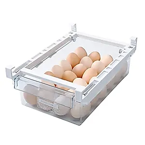 HapiLeap Fridge Drawer Organizer, Unique Design Pull Out Bins, Fridge Shelf Holder Storage Box, Small Size, Fit for Most Refrigerator (Pack 1)