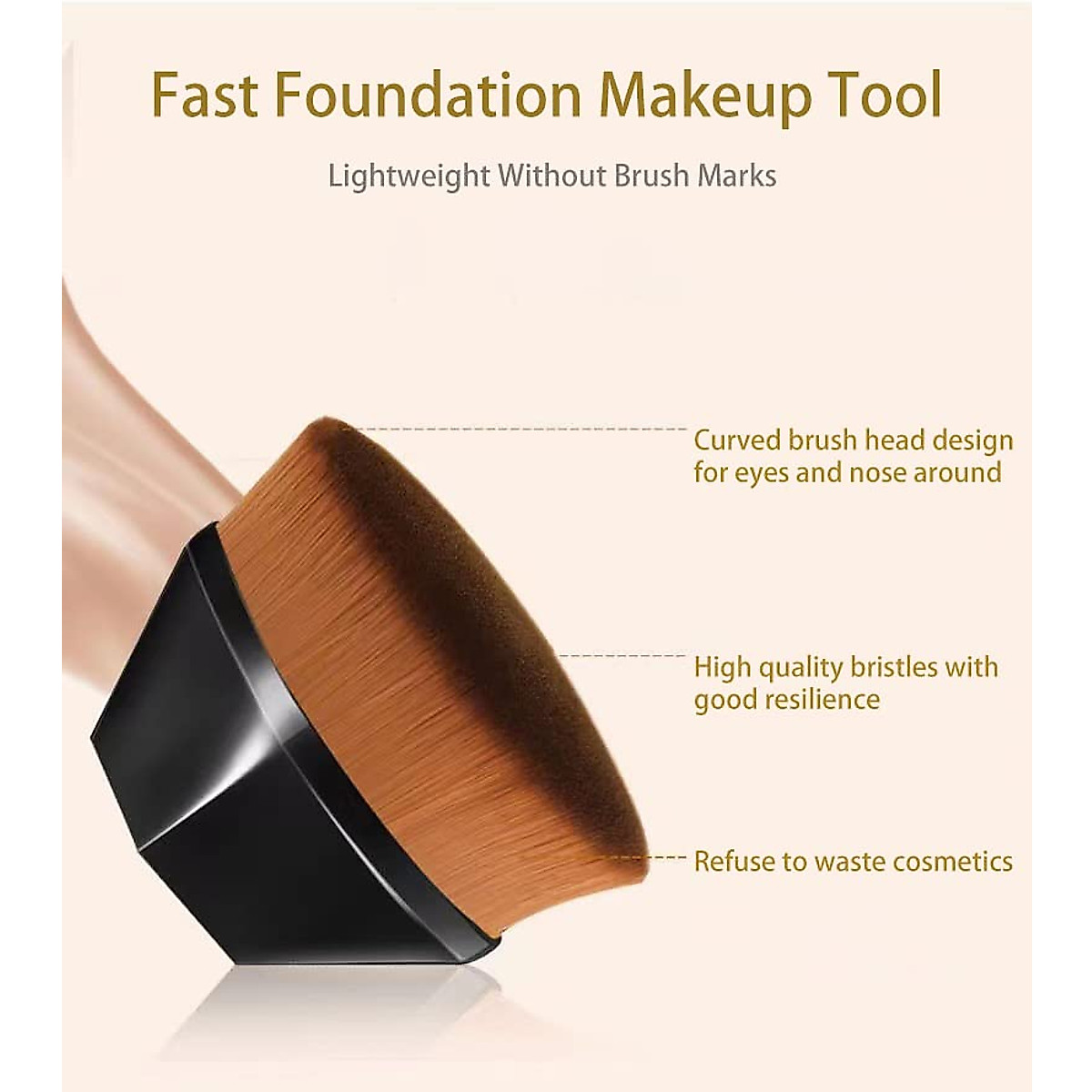 Foundation Makeup Brush for Blending Liquid, Cream Concealer or Flawless Cosmetics,makeup brushes with Bonus Protective Case, liquid foundation brush for face,foundation brush for liquid makeup(Black)