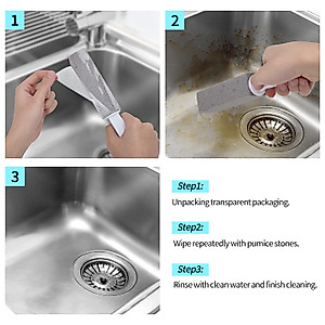 HongWay Toilet Pumice Stone for Cleaning 4 Pack, with Extra Long Handle, Pumice Scouring Pad Pumice Stick Cleaner for Cleaning Toilet, Bathtubs, Kitchen Sink, Grill, Household