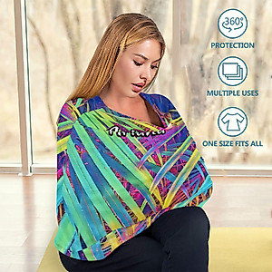 Custom Palm Leaves Stretchy Baby Car Seat Canopy Presonalized Infant Stroller Cover Multi Use Scarf Nursing Customized Nursing Cover for Breastfeeding Moms