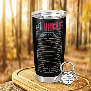 365fury Uncle Gifts - Best Uncle Ever Gifts - Fathers Day Giftss For Uncle From Niece, Nephew - Uncle Birthday Gifts - Gifts For New Uncle, Funcle - 20Oz Tumbler & Keychain Gift Set