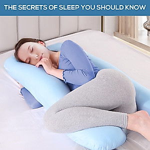 Tree.NB Full Body Pregnancy and Kid U Shape Pillow for Maternity and Pregnant Women, Blue (130 * 70 * 15CM)