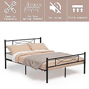 Weehom Metal Bed Frame Platform Mattress Foundation/Box Spring Replacement Platform Bed Kids Bed Twin Black