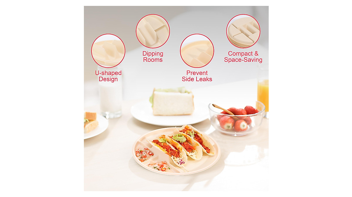 LUVCOSY Large Disposable Taco Plates for Parties and Taco Night