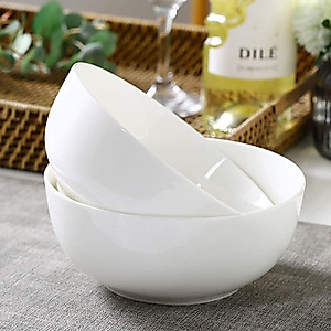 Houlu 60 oz Large Soup Bowls, 8 Inch Pho Bowls, Off White Porcelain Large Ramen Bowl Set of 3