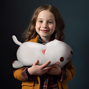 AFAN Cat Stuffed Animals Plush 13.7" Soft Cute Cat Plush Pillow Toys Kawaii Kitten Plushies Doll Gifts for Kids Girls Boys (Round Eyes, White)