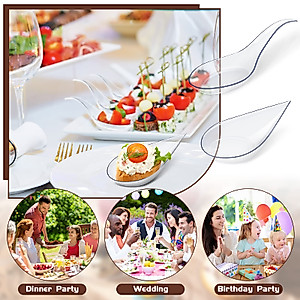 Tessco 400 Pcs 4'' Mini Plastic Appetizer Spoons Plates Disposable Dessert Spoons Tear Drop Tasting Spoons Plastic Asian Soup Spoons for Dessert Sauces Sushi Ice Cream Food Parties, 2 Styles(Clear)