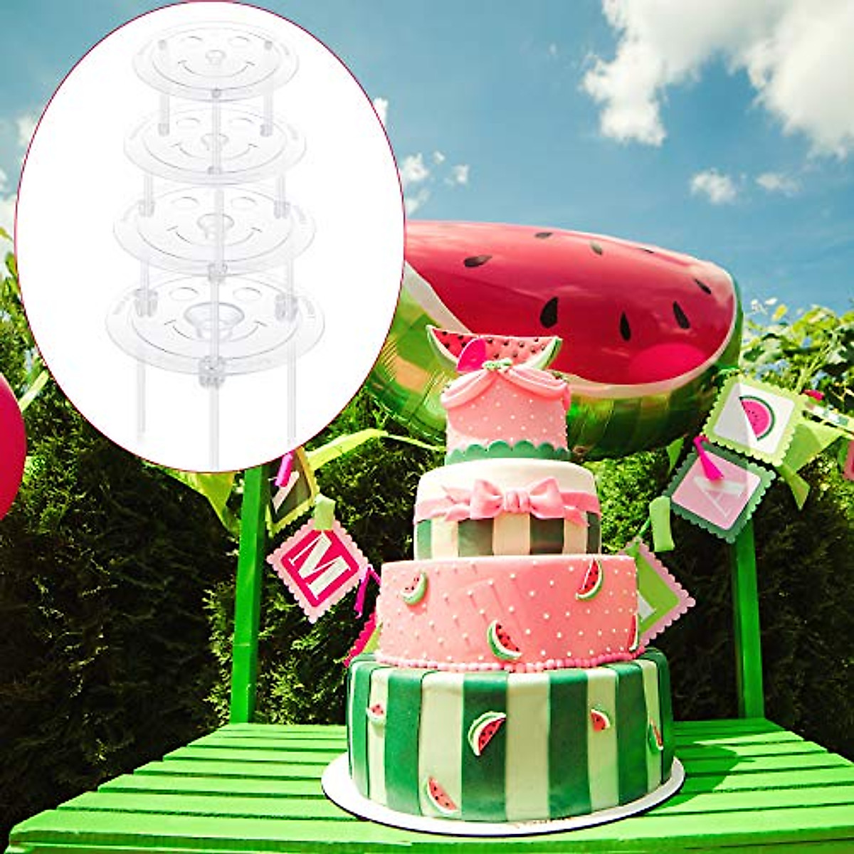 Cake Dowel Rods Set 20 Pieces Plastic Cake Sticks Support Rods with 4 Cake Separator Plates for 4, 6, 8, 10 Inch Cakes and 12 Clear Cake Stacking Dowels for Tiered Cakes (24 cm/ 9.4 Inch Rods Lenght)